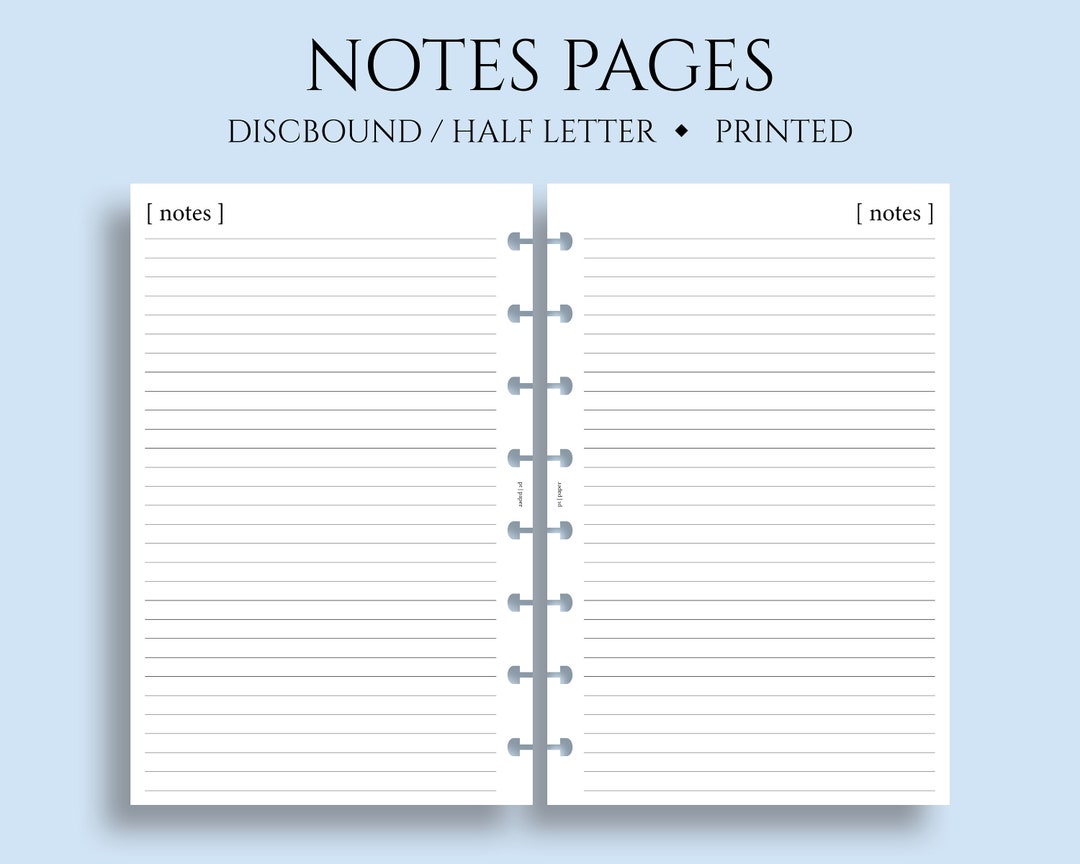 Notes Pages, Lined Paper Planner Inserts, Minimal Style, Functional ...