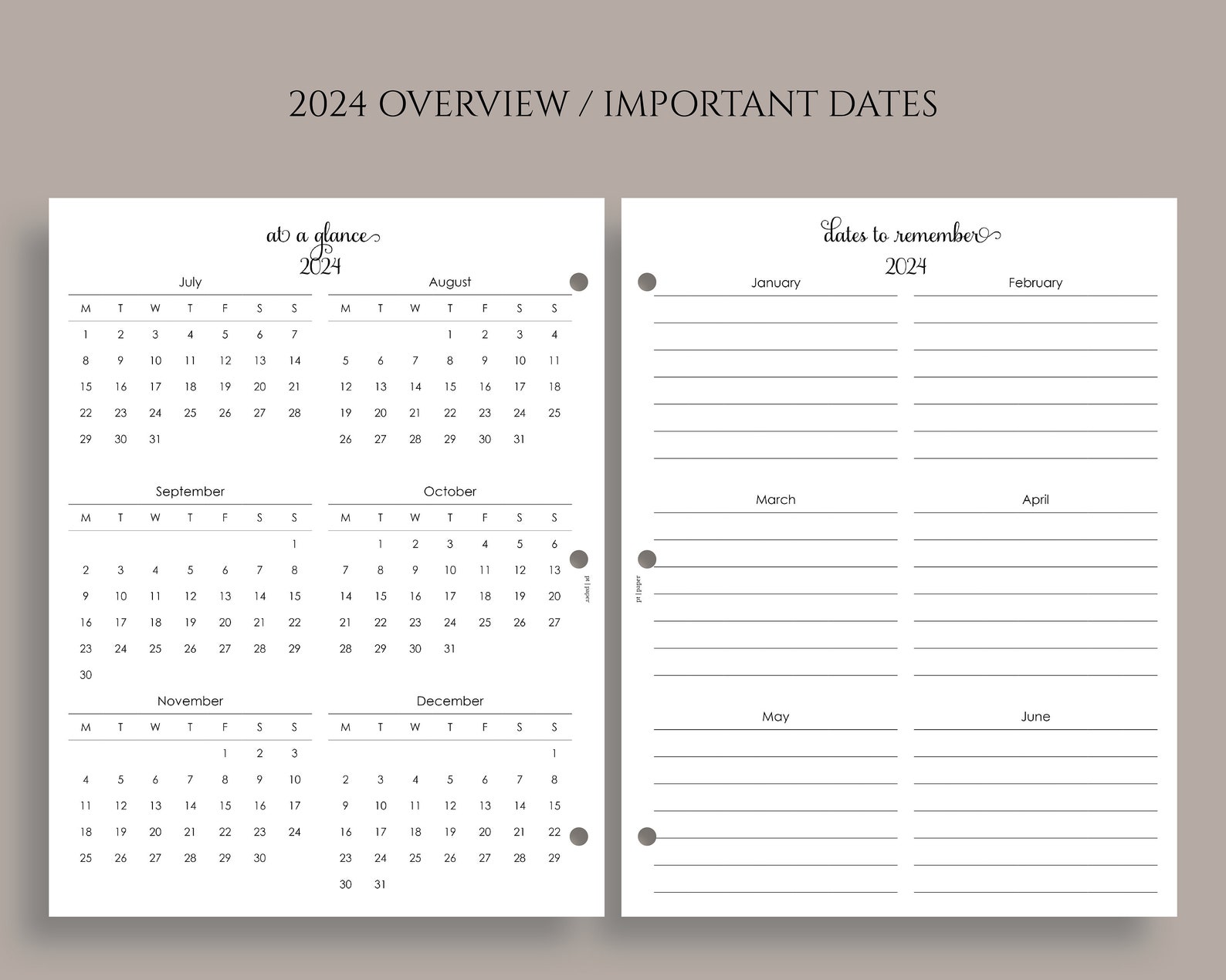 Yearly Calendar Bundle, Year-at-a-glance, Dates to Remember, U.S ...