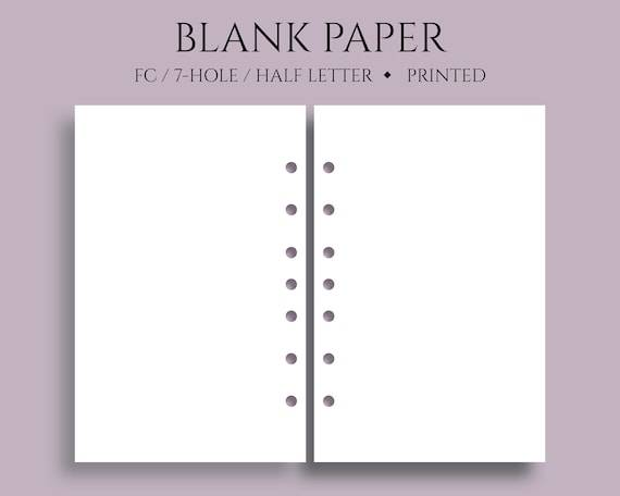 Blank Paper Inserts Plain Filler Paper FC Classic 7-hole - Etsy