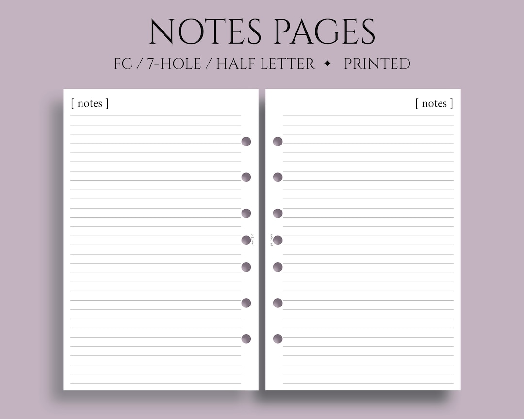 Notes Pages, Lined Paper Planner Inserts, Minimal Style, Functional ...