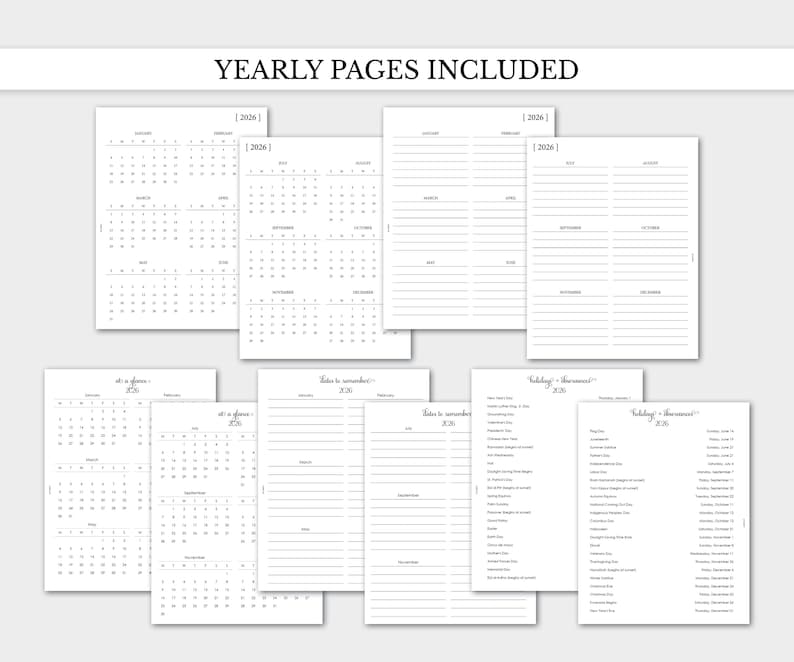2026 Printable Bundle, Full Letter Size, Dated Daily, Weekly, Monthly ...