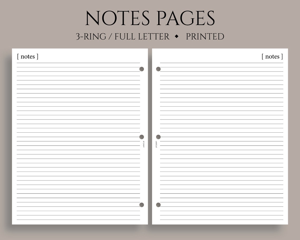 Notes Pages Lined Paper Planner Inserts Minimal Style - Etsy