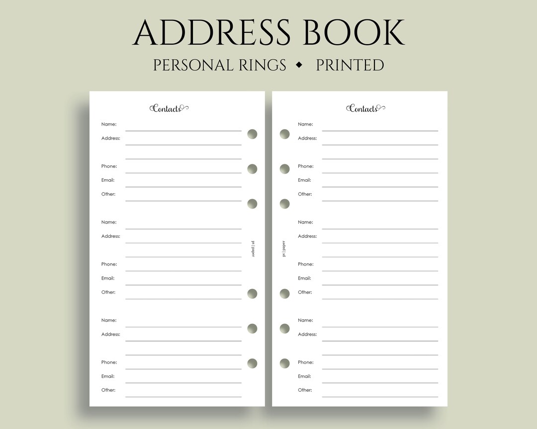 Address Book Inserts, Contacts Pages, Phone Numbers and Addresses ...