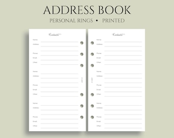 Address Book Inserts Personal and Business Contacts Pages | Etsy