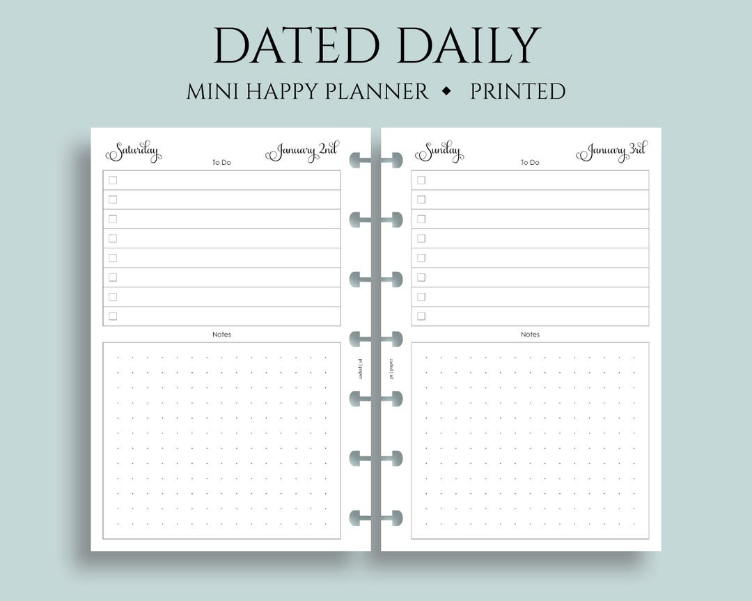 Dated Daily Planner Inserts, Mini Happy Planner, Daily Diary, To-do ...