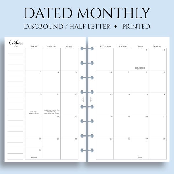 Discbound Calendar Pagers - Etsy