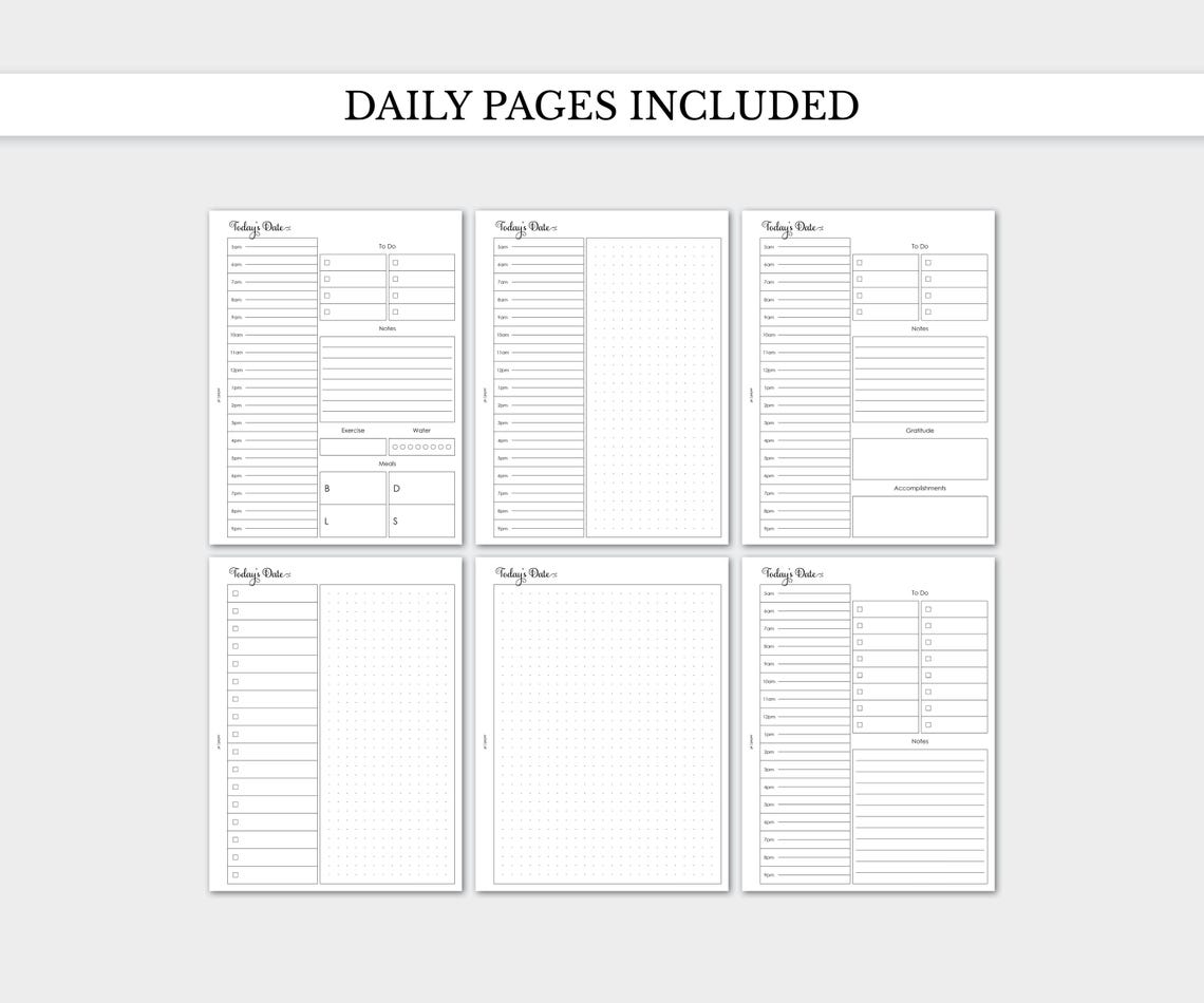 Undated Printable Bundle, Classic Happy Planner Size, Undated Daily ...