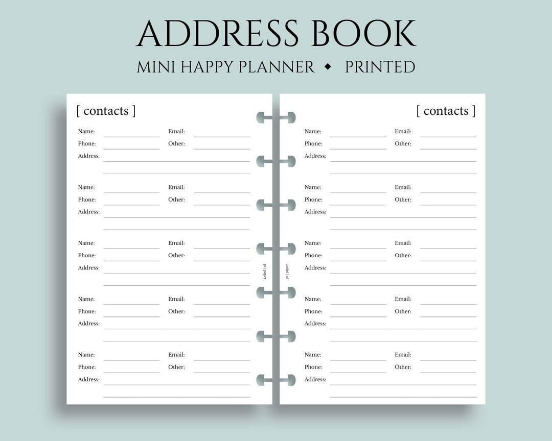 Address Book Inserts, Contacts Pages, Phone Book and Addresses, Minimal ...