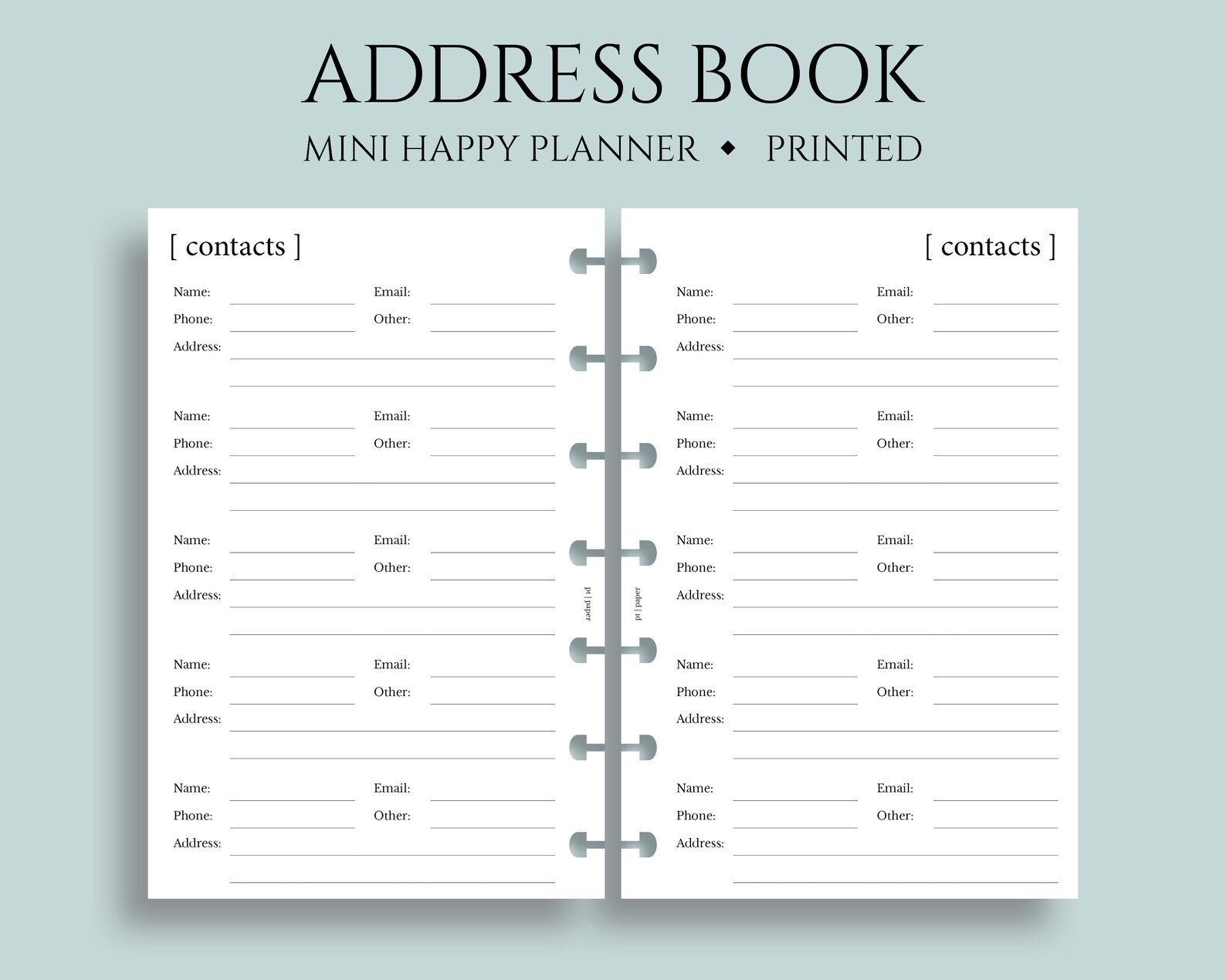 Address Book Inserts Contacts Pages Phone Book and - Etsy