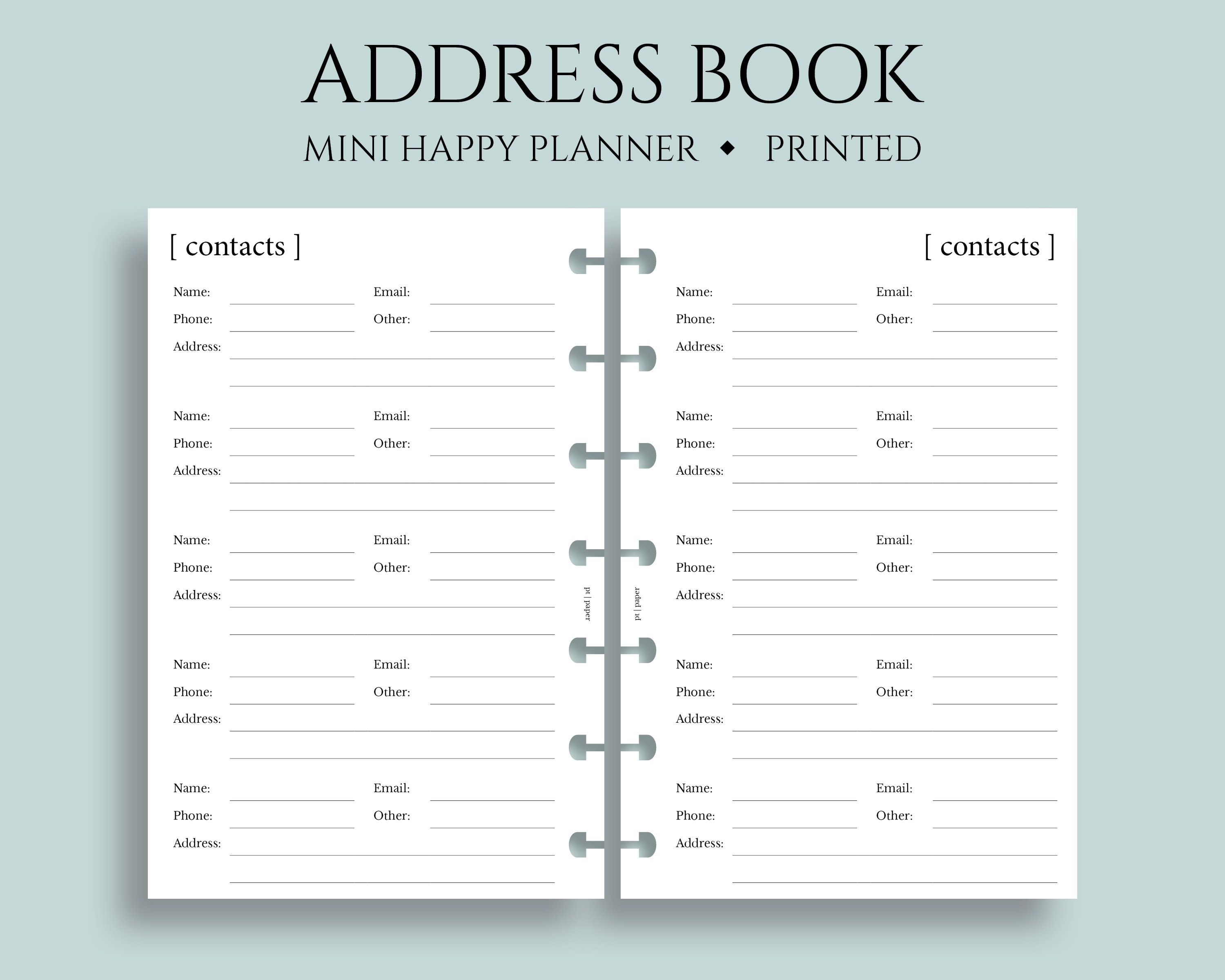 Address Book Inserts, Contacts Pages, Phone Book and Addresses, Minimal ...
