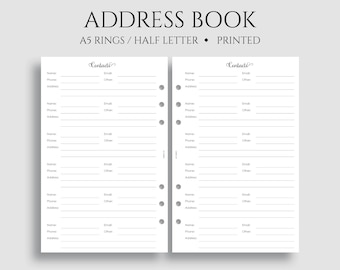 Address Book Inserts Personal and Business Contacts Pages | Etsy