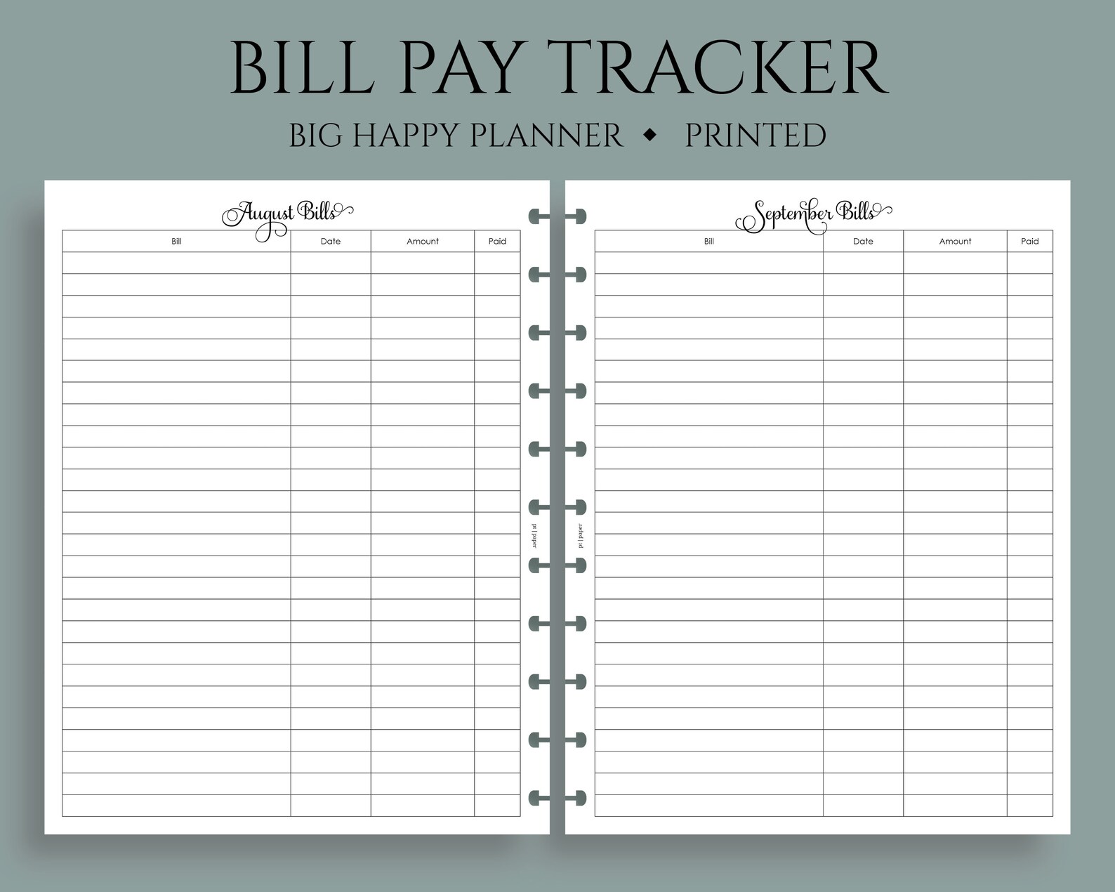 Monthly Bill Pay Tracker Planner Inserts, Bills Due Reminder, Payment ...