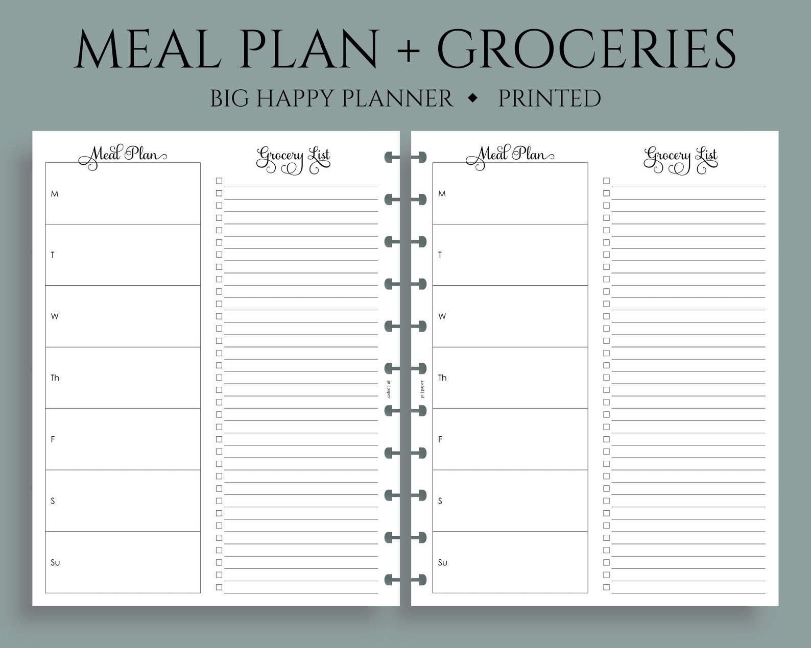 Weekly Meal Planning and Grocery Shopping List Planner Inserts - Etsy