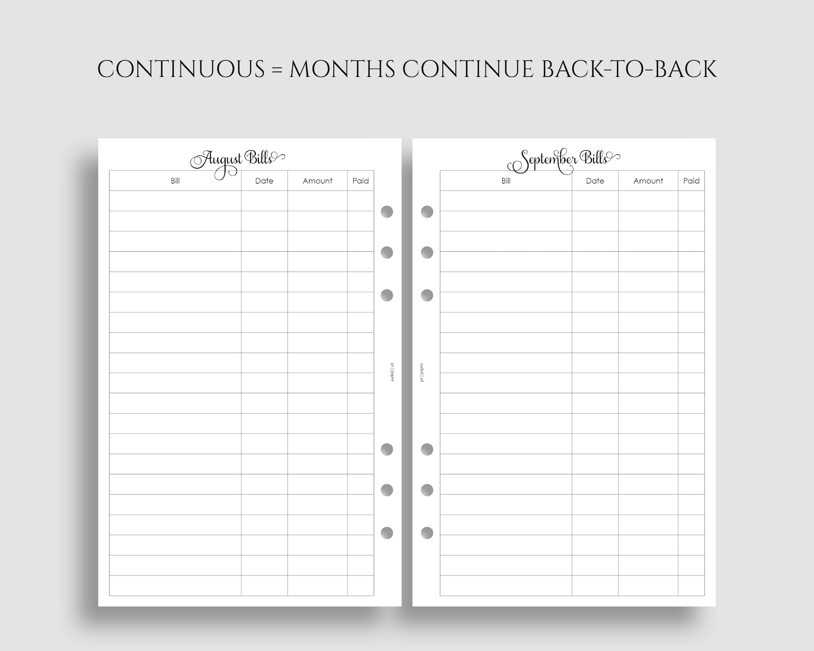 Monthly Bill Pay Tracker Planner Inserts, A5 6-ring Punch, Half Letter ...