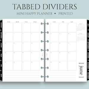 Tabbed Monthly Dividers, Printed Monthly Calendars With Mylar Tabs ...