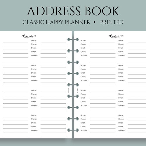 Address Book Inserts Personal and Business Contacts Pages - Etsy