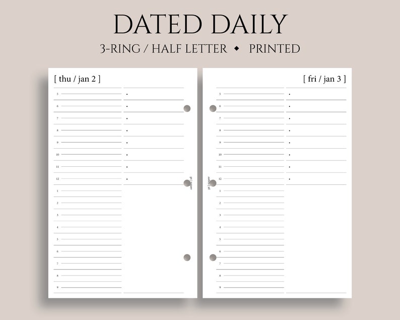 Dated Daily Planner Inserts Timed Hourly To-Do List Notes | Etsy