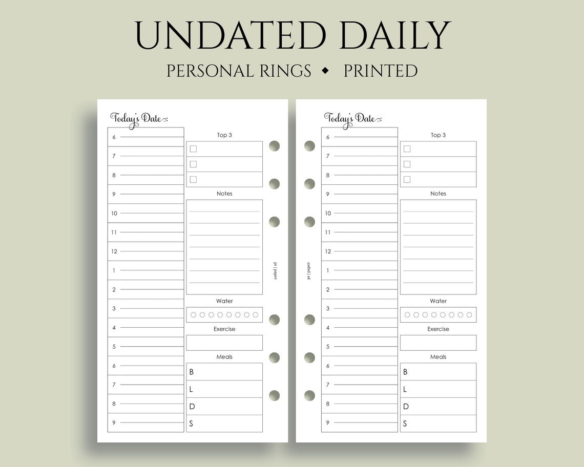 Undated Daily Planner Inserts Schedule To-do List Health - Etsy