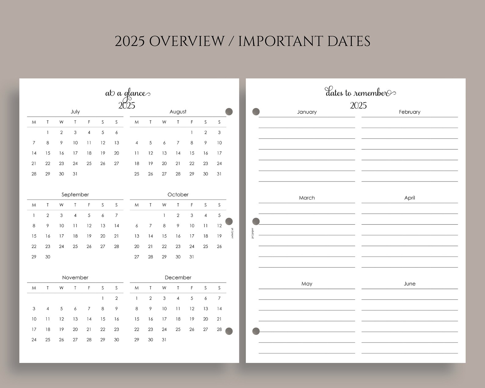 Yearly Calendar Bundle, Year-at-a-glance, Dates to Remember, U.S ...