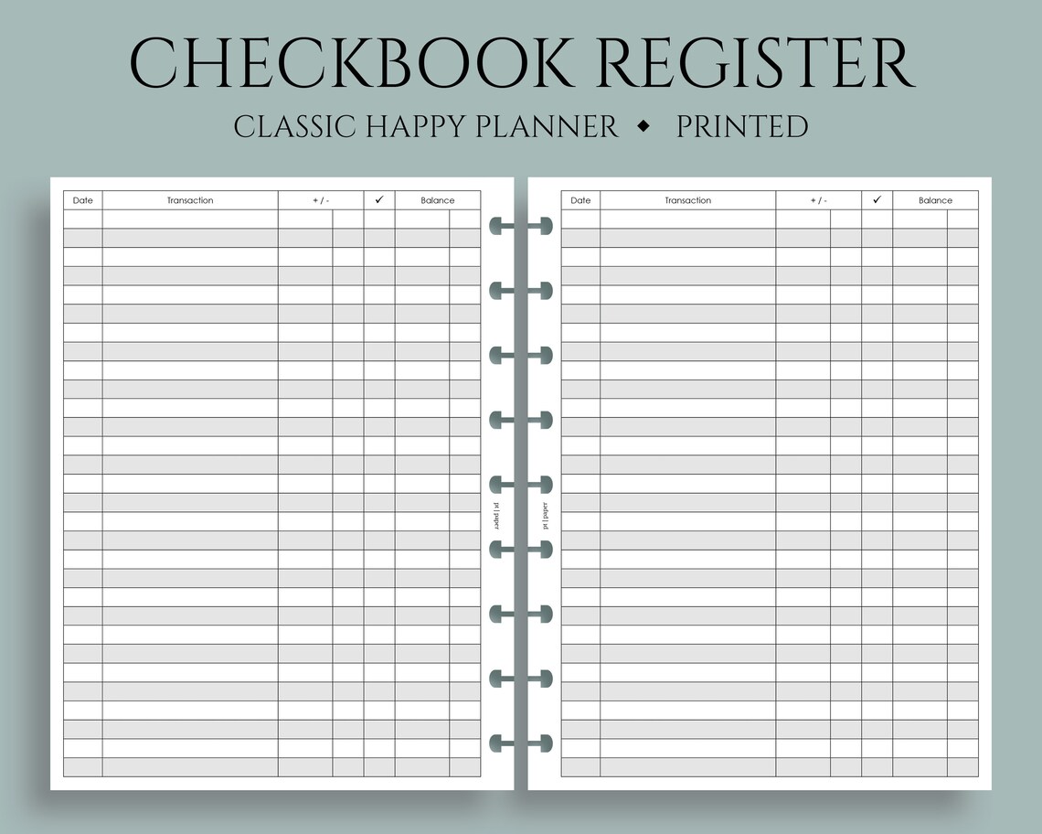 Checkbook Register Inserts Check Register Pages Transaction - Etsy