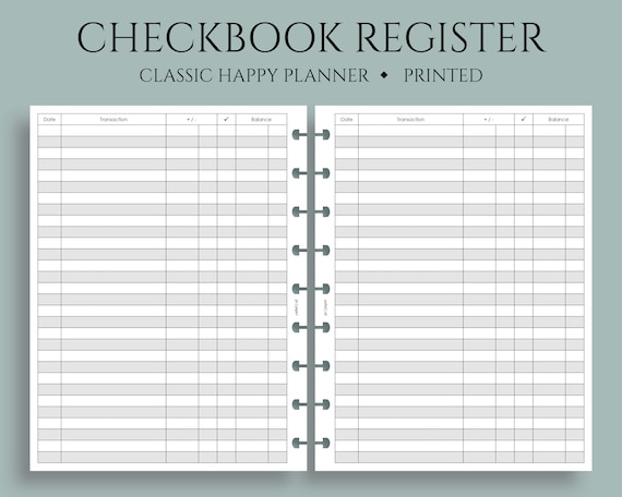 Checkbook Register Inserts Check Register Pages Transaction - Etsy