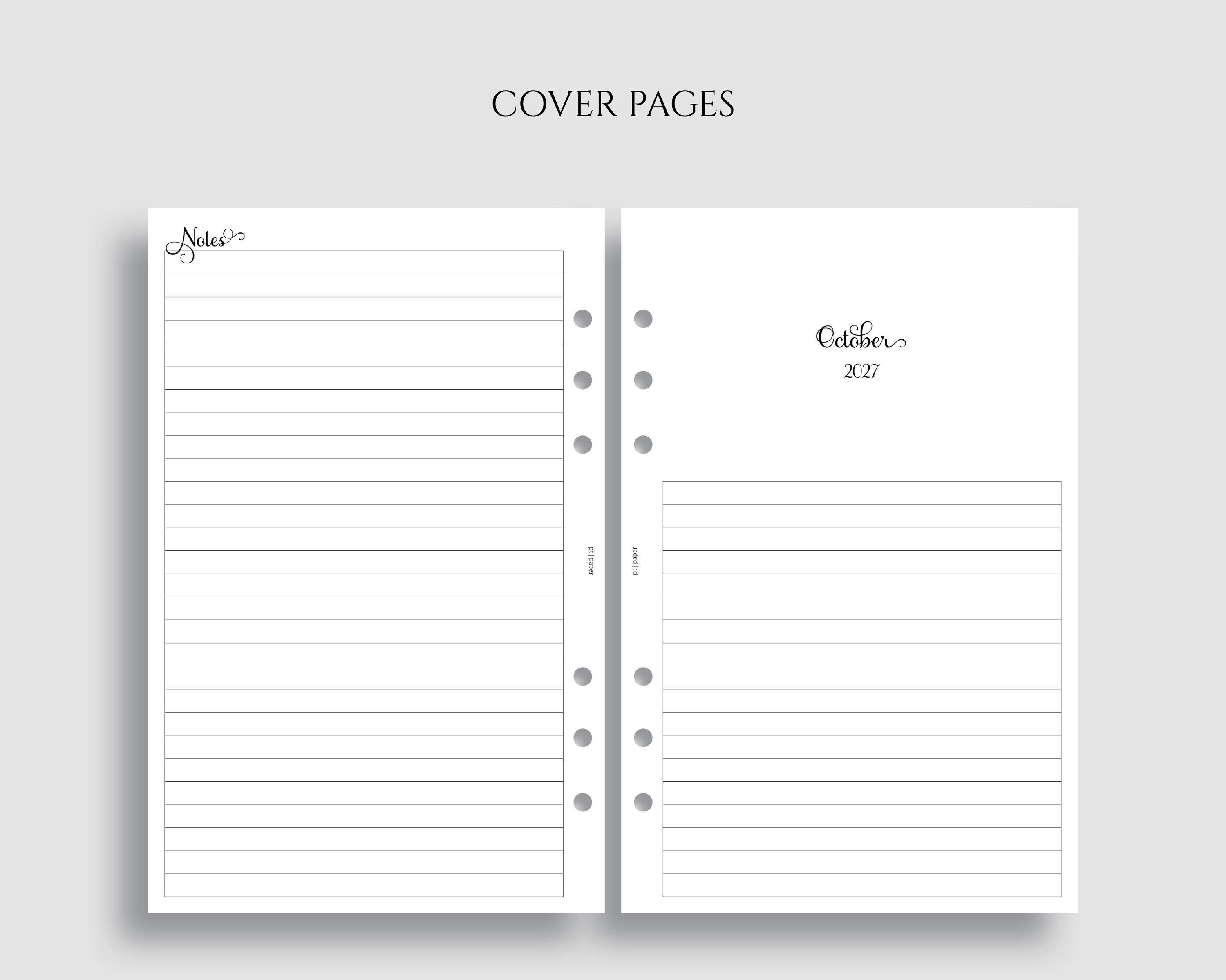 Dated Monthly Calendar Planner Inserts, A5 6-ring Punch, Half Letter ...