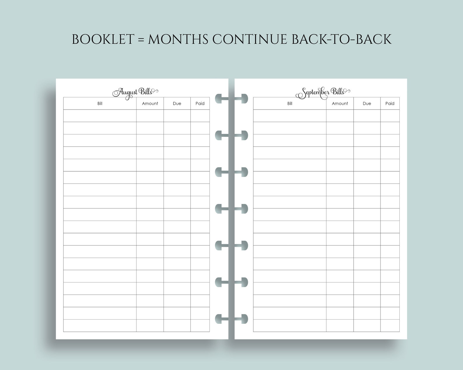 Monthly Bill Pay Tracker Planner Inserts, Bills Due Reminder, Payment ...