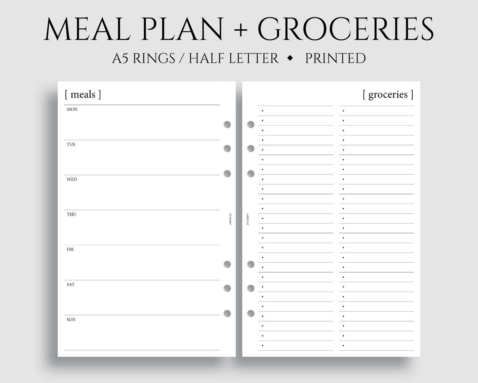 Weekly Meal Planning and Grocery Shopping List Planner Inserts, A5 6 ...