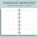 Undated Monthly Calendar Planner Inserts Monday Start MO2P - Etsy