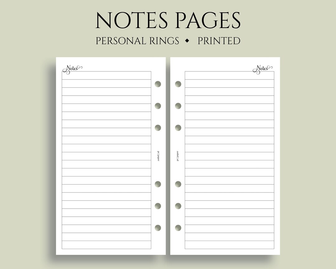 Notes Pages Planner Inserts, 6-ring Personal Size, Lined Paper, Medium ...