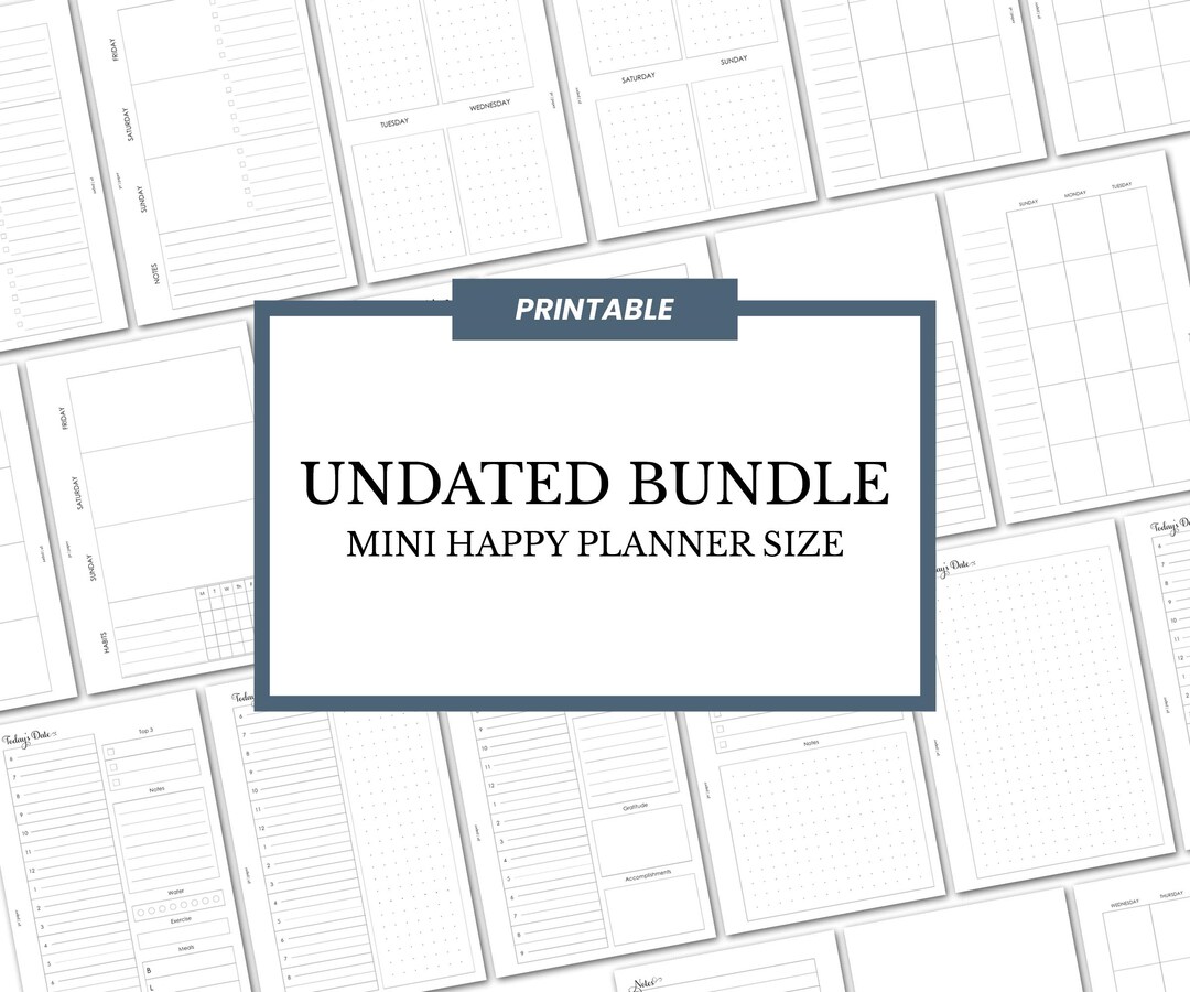Undated Printable Bundle, Mini Happy Planner Size, Undated Daily ...