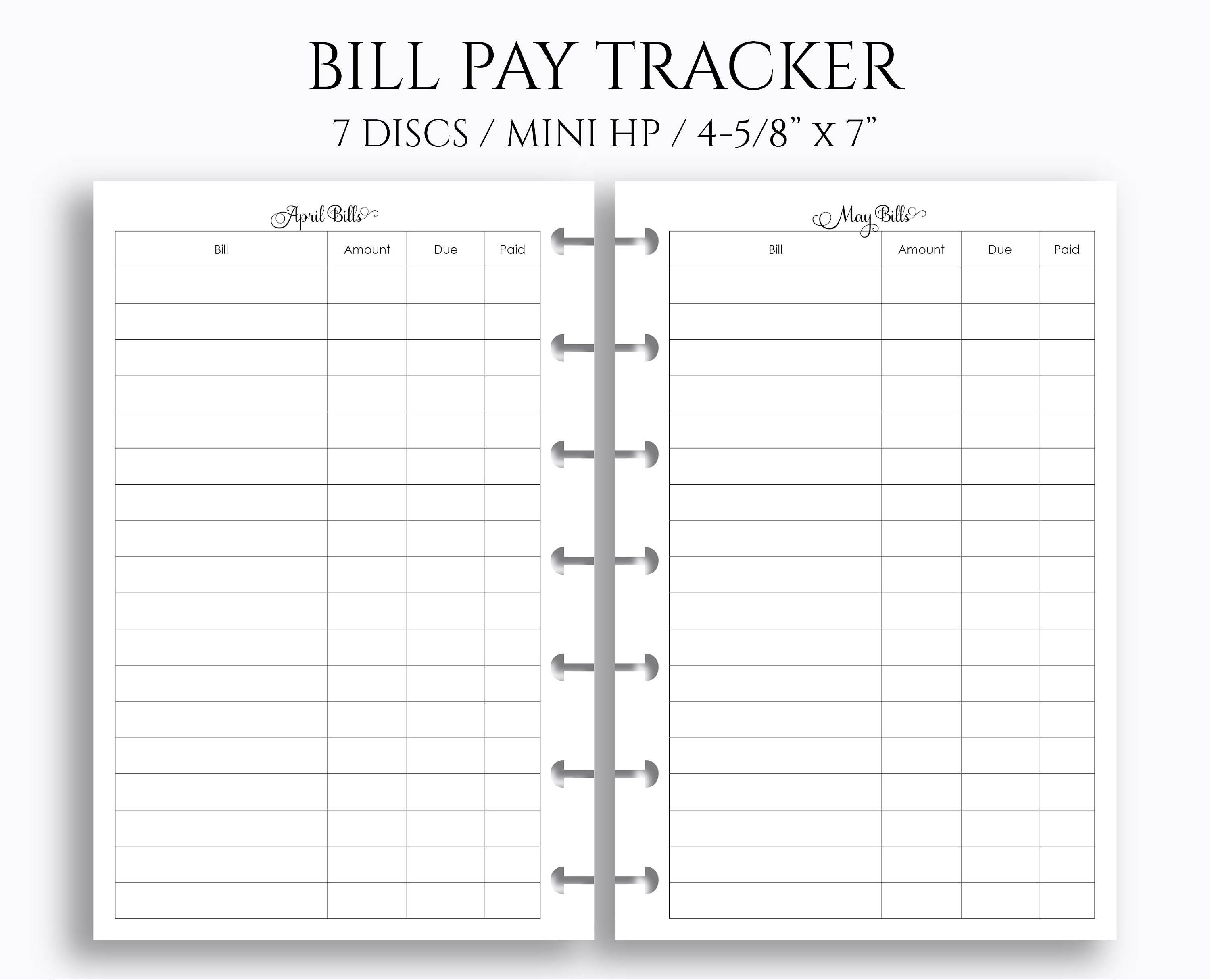 Monthly Bill Pay Tracker Planner Inserts Bills Due Reminder | Etsy