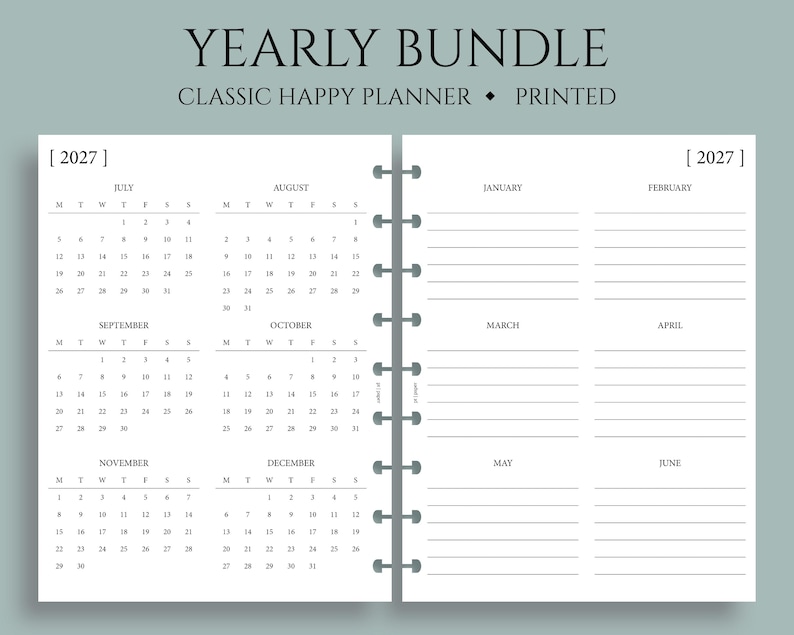 Yearly Calendar Bundle, Classic Happy Planner, Year-at-a-glance ...