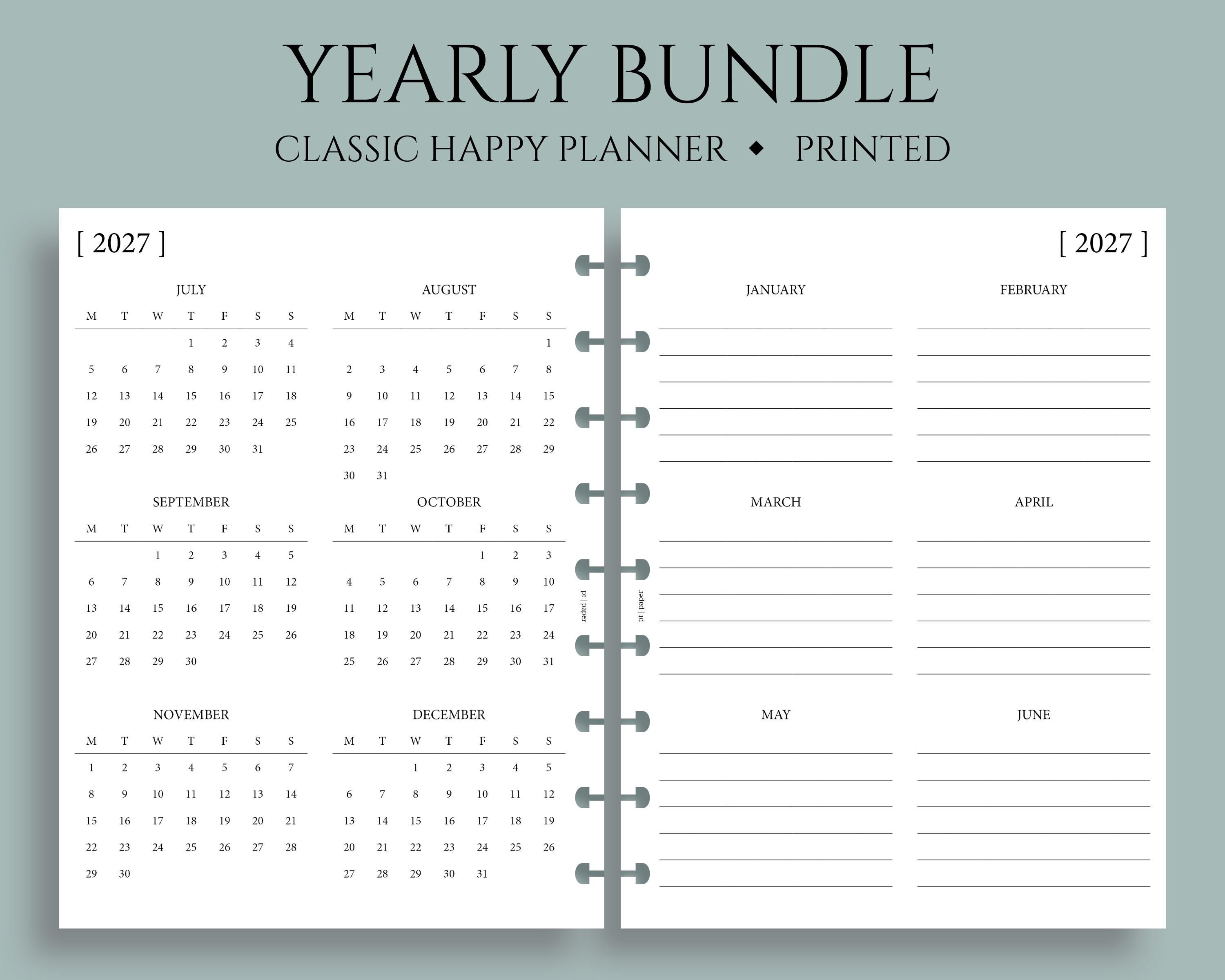 Yearly Calendar Bundle, Classic Happy Planner, Year-at-a-glance ...