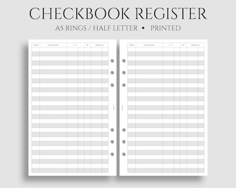 Checkbook Register Inserts Check Transaction Register Pages - Etsy