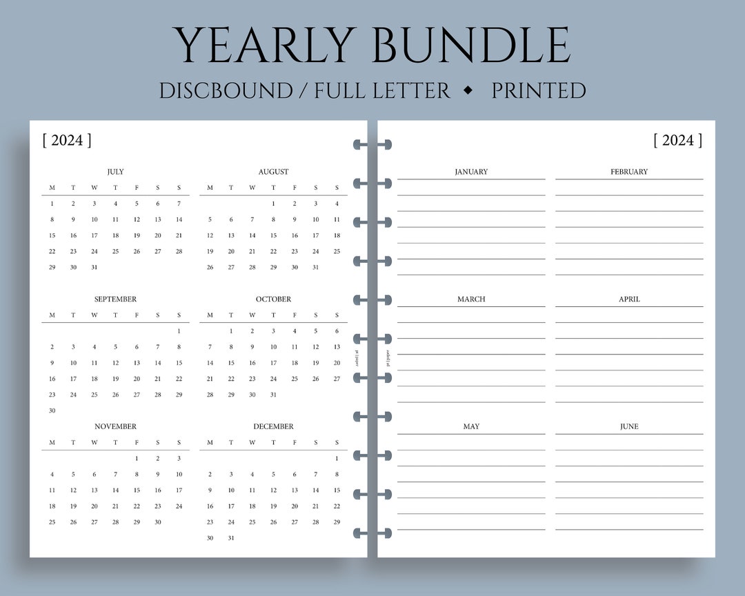 Yearly Calendar Bundle, Year-at-a-glance, Important Dates, Minimal ...