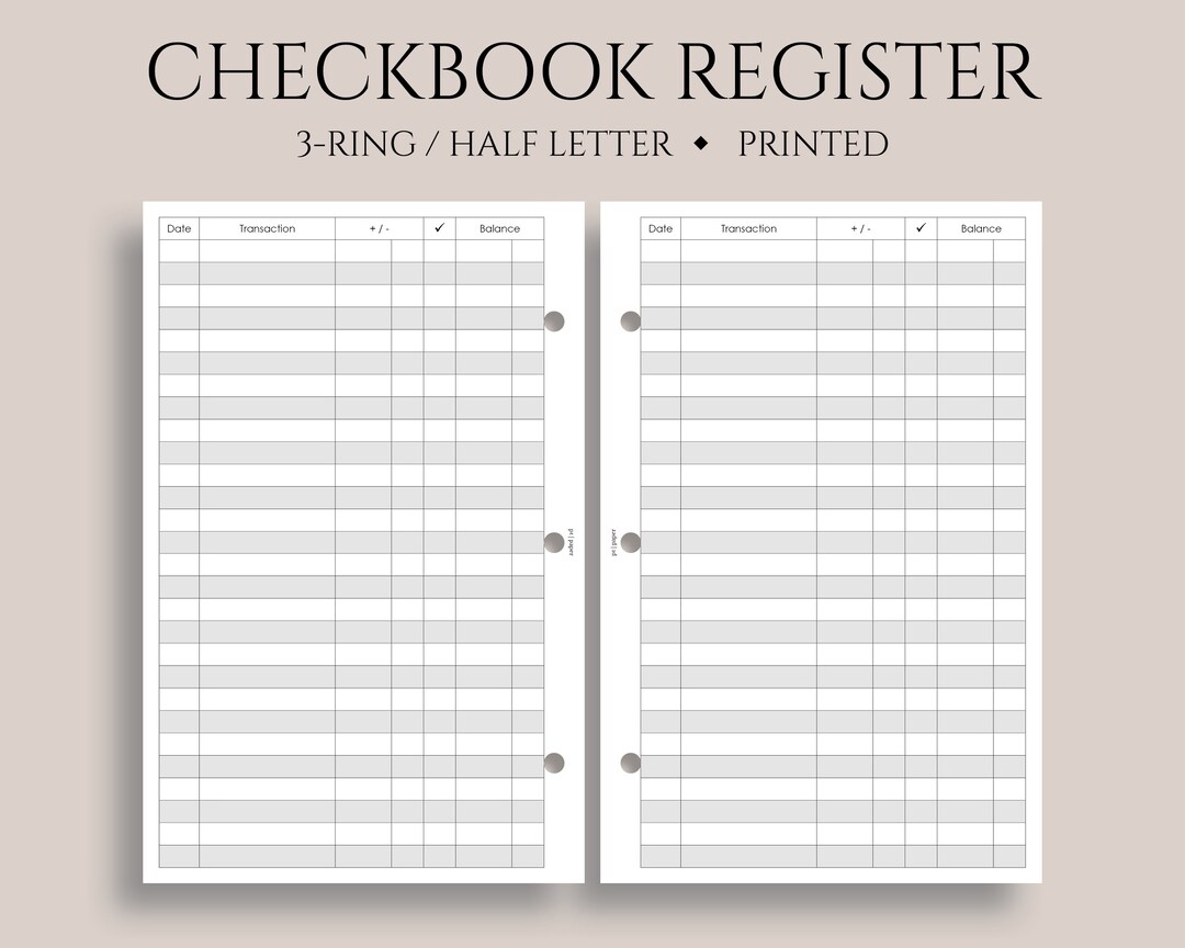 Checkbook Register Inserts, Check Transaction Register Pages, Budget ...