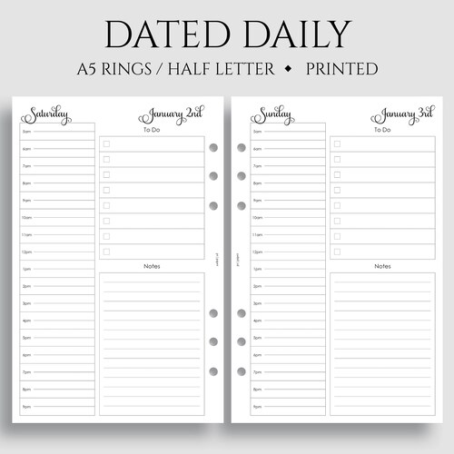 Dated Daily Planner Inserts Schedule To-do List Notes - Etsy