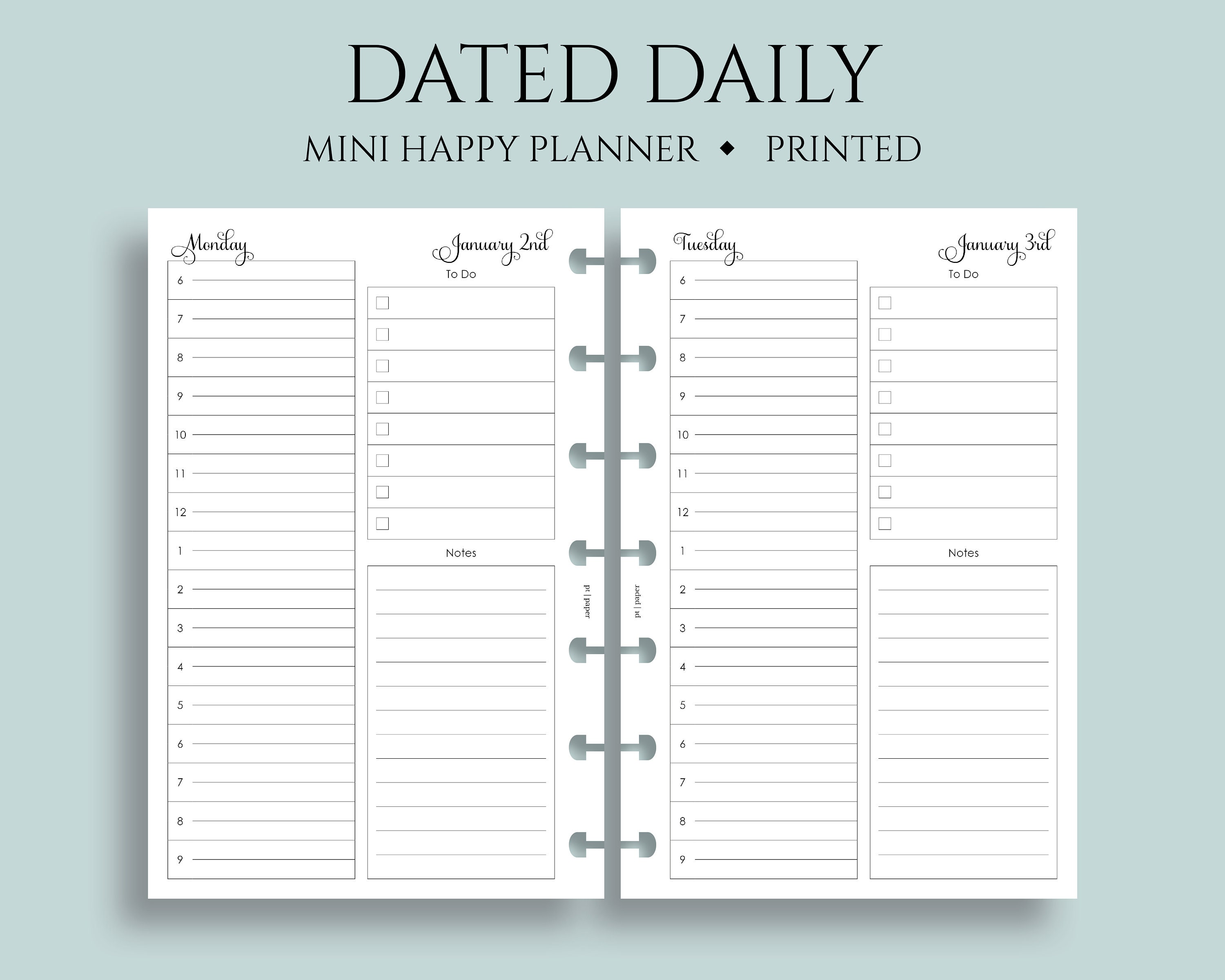 Dated Daily Planner Inserts Schedule Time Blocking To-do - Etsy