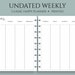 Undated Weekly Planner Inserts, Two Page Vertical Column Layout, Dot ...