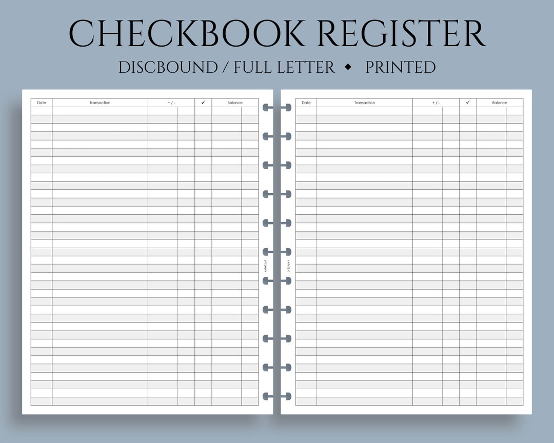 Checkbook Register Inserts, Check Register Pages, Transaction Register ...