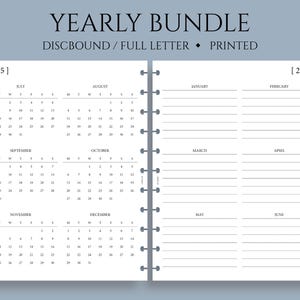 2025 & 2026 Yearly Calendar Bundle, Full Letter Size Discbound, Year-at ...