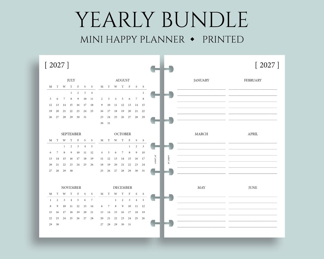 Yearly Calendar Bundle, Mini Happy Planner, Year-at-a-glance, Important ...