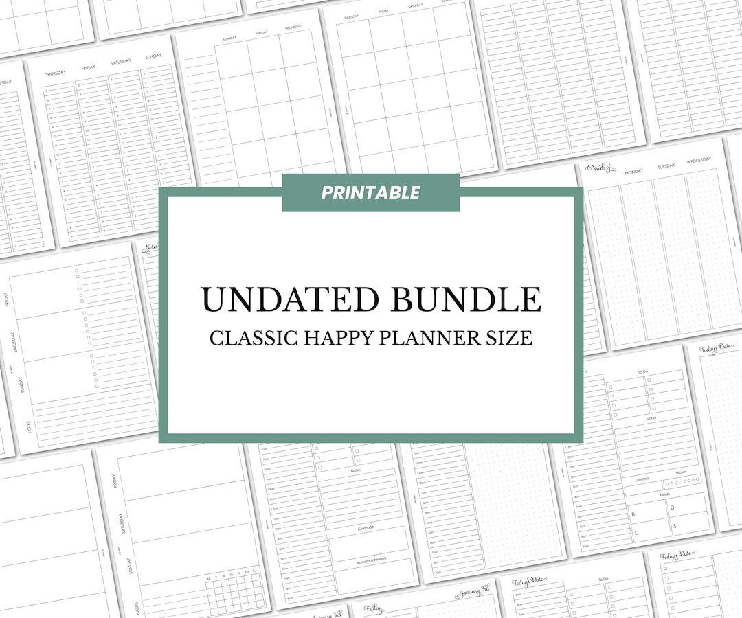Undated Printable Bundle, Classic Happy Planner Size, Undated Daily ...