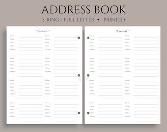 Address Book Inserts Personal and Business Contacts Pages | Etsy