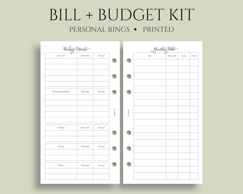 Monthly Bills and Budget Kit Planner Inserts Income - Etsy
