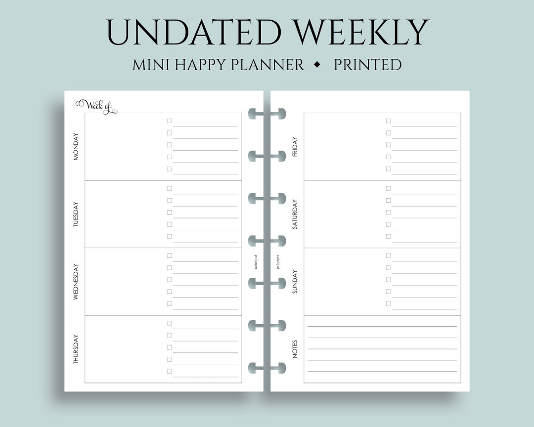 Undated Weekly Planner Inserts, Horizontal Layout W/ Daily to Do List ...