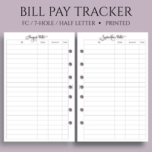 Monthly Bill Pay Tracker Planner Inserts, Bills Due Reminder, Payment ...