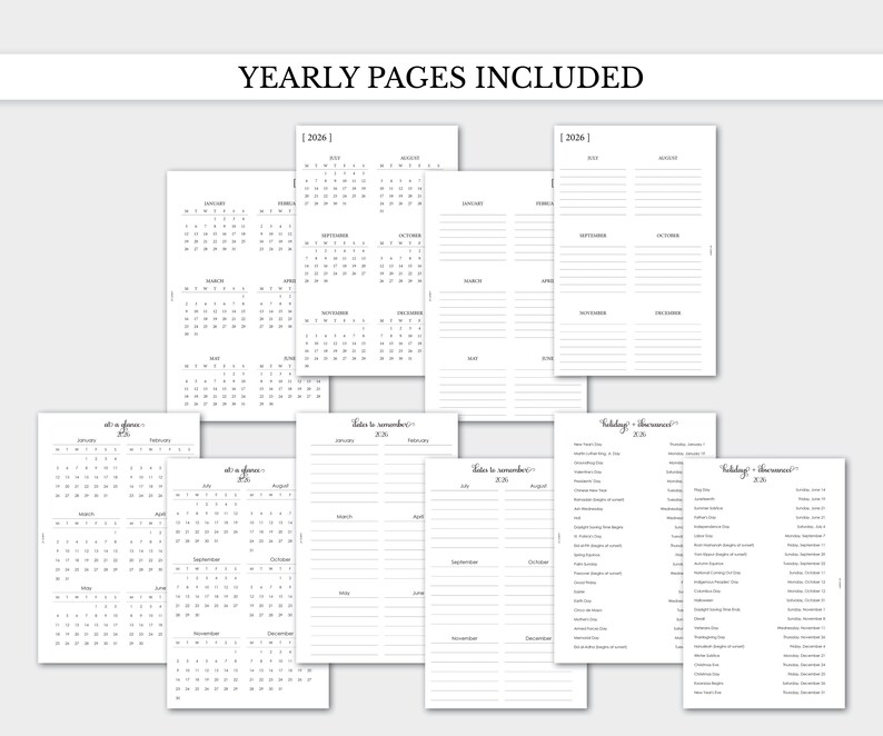 2026 Printable Bundle, Half Letter Size, Dated Daily, Weekly, Monthly ...