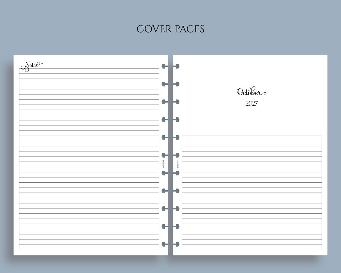Dated Monthly Calendar Planner Inserts, Full Letter Size Discbound ...
